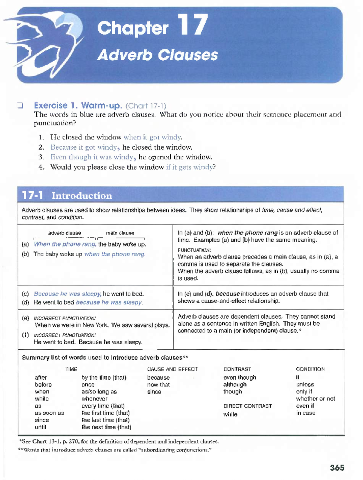Azar-adverb-clauses - It just a reference - Chapter 17 Adverb Clauses ...