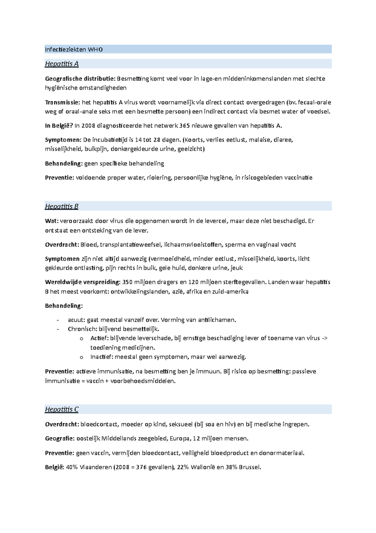 Infectieziekten WHO - Infectieziekten WHO Hepatitis A Geografische ...