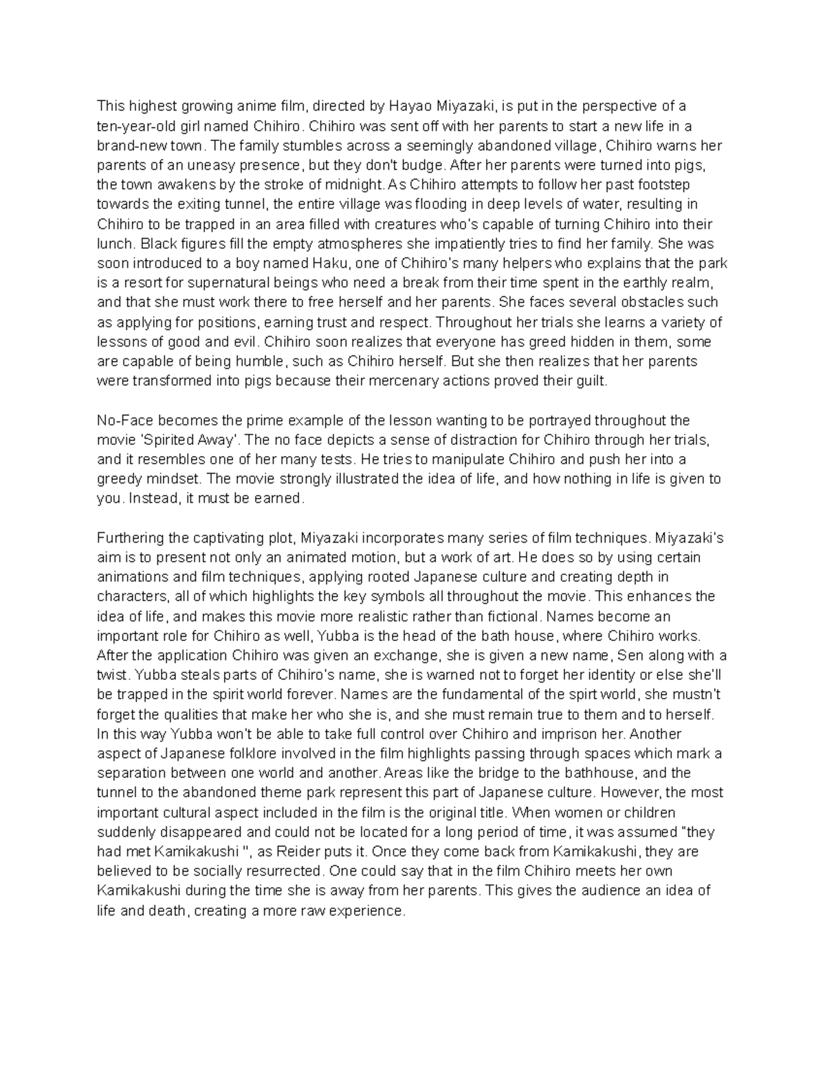 Reflections on the Movie ‘Spirited Away’ - This highest growing anime ...