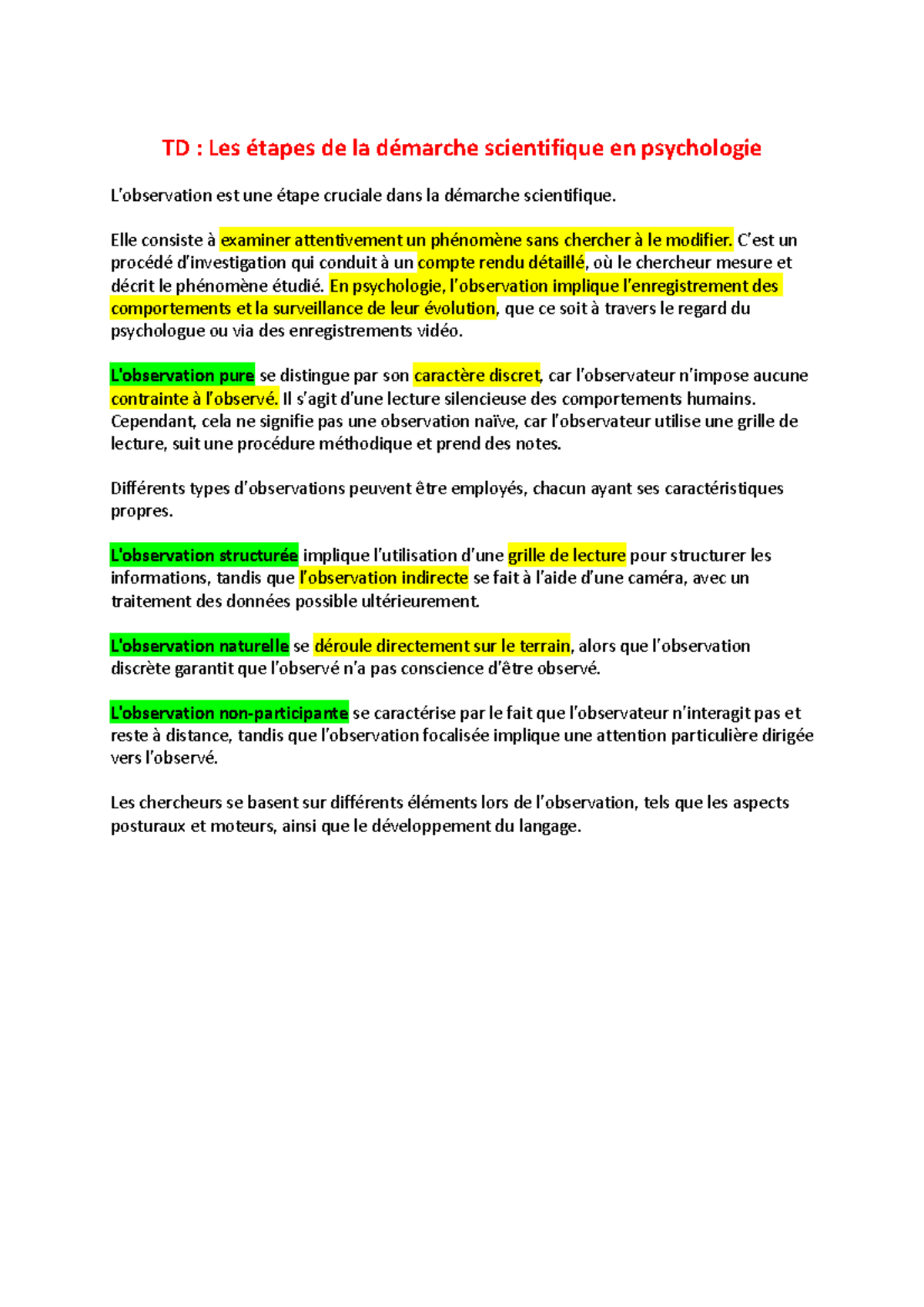 TD Observation - TD : Les étapes de la démarche scientifique en ...
