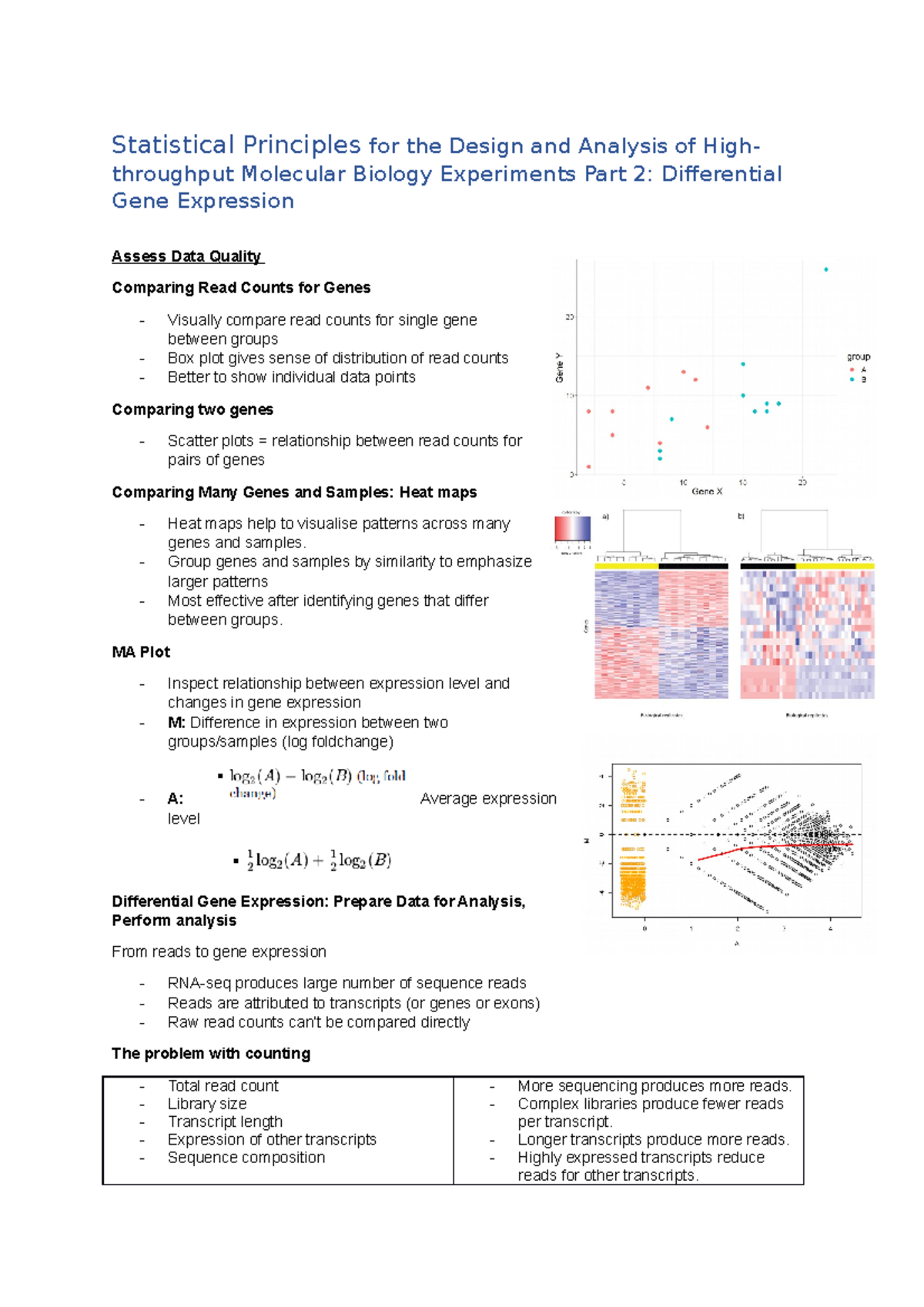 Lecture statistics 2 - Statistical Principles for the Design and Analysis of High- throughput ...