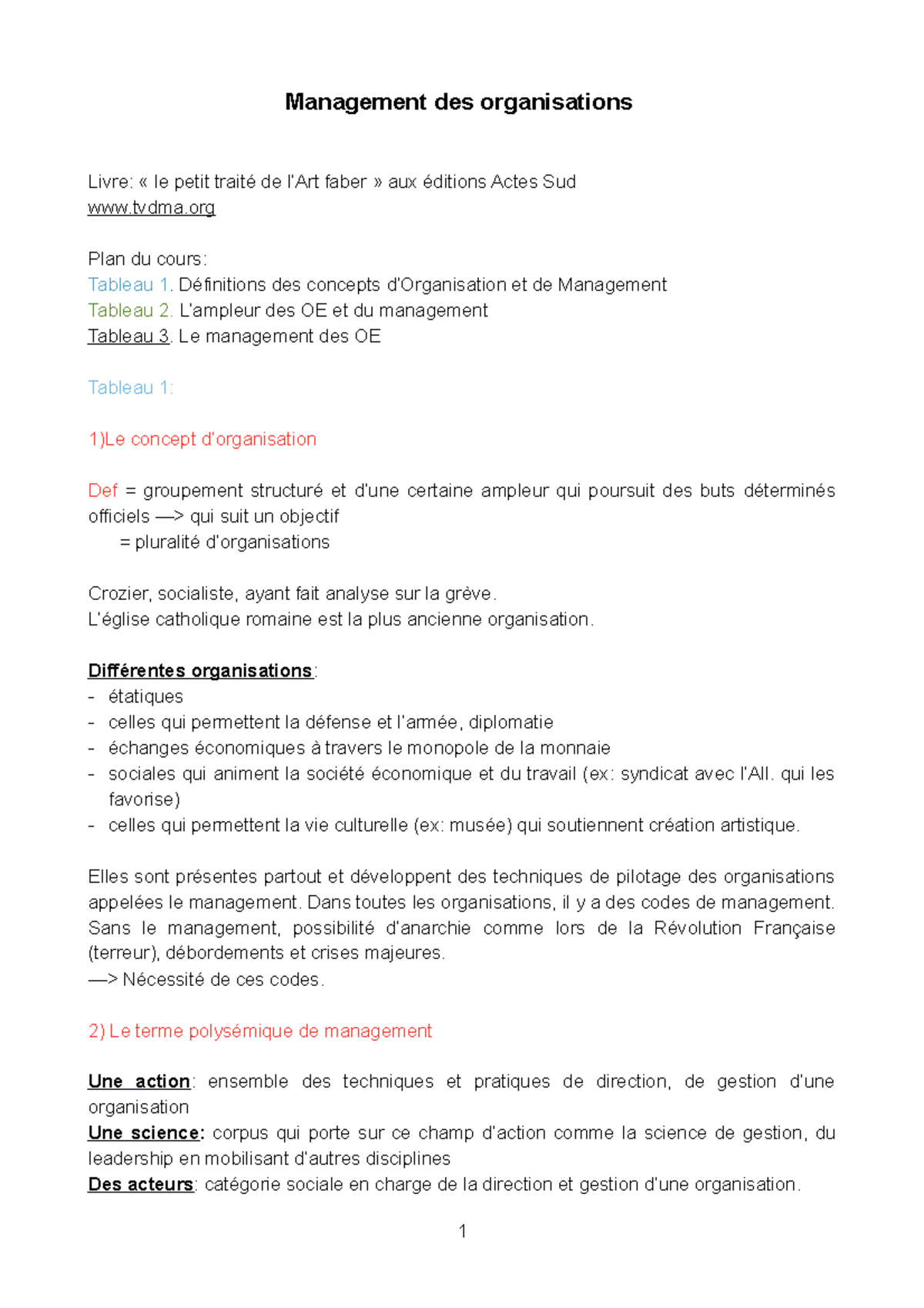 Management Définitions Des Concepts Dorganisation Et De Management
