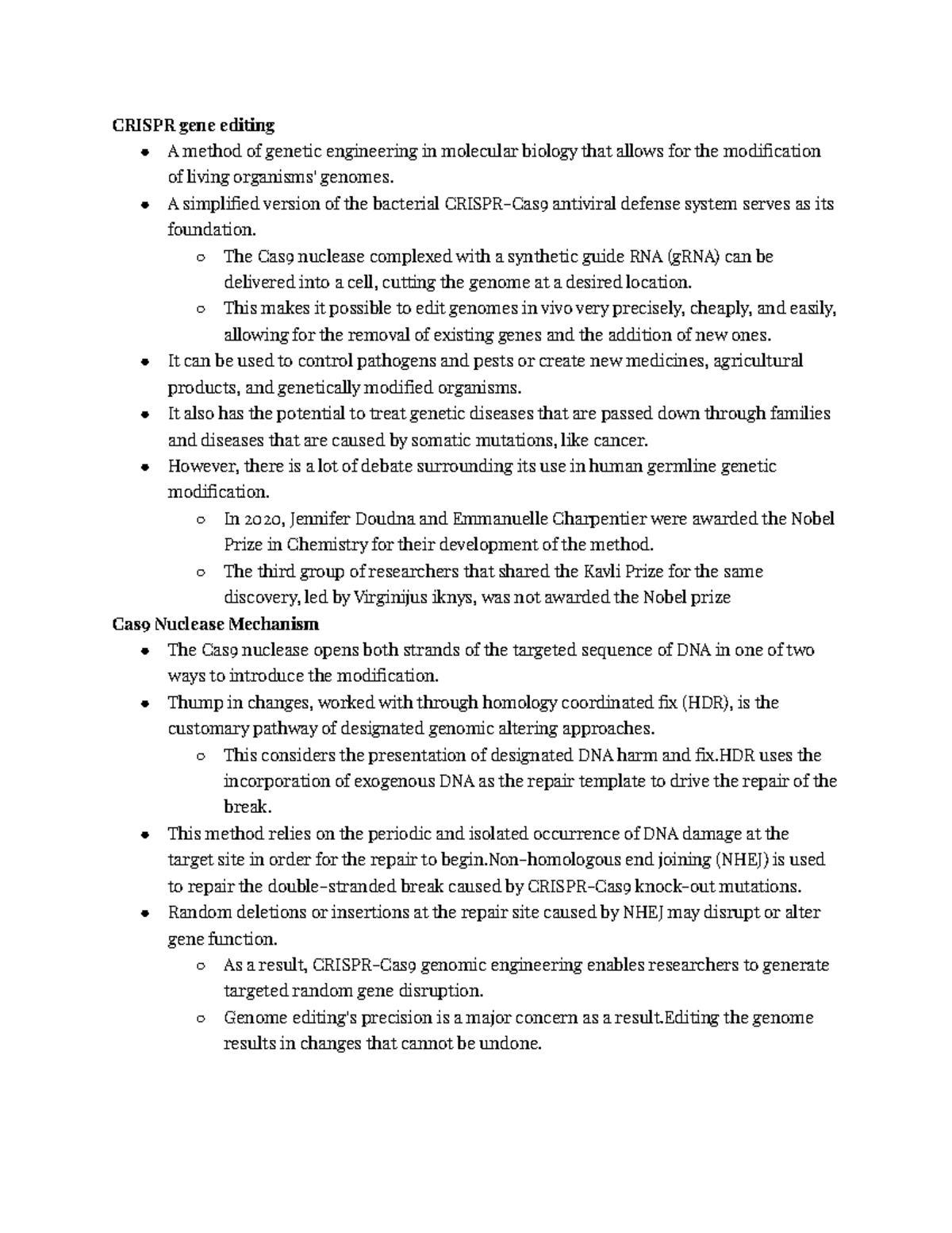 Crispr - Notes - CRISPR gene editing A method of genetic engineering in ...