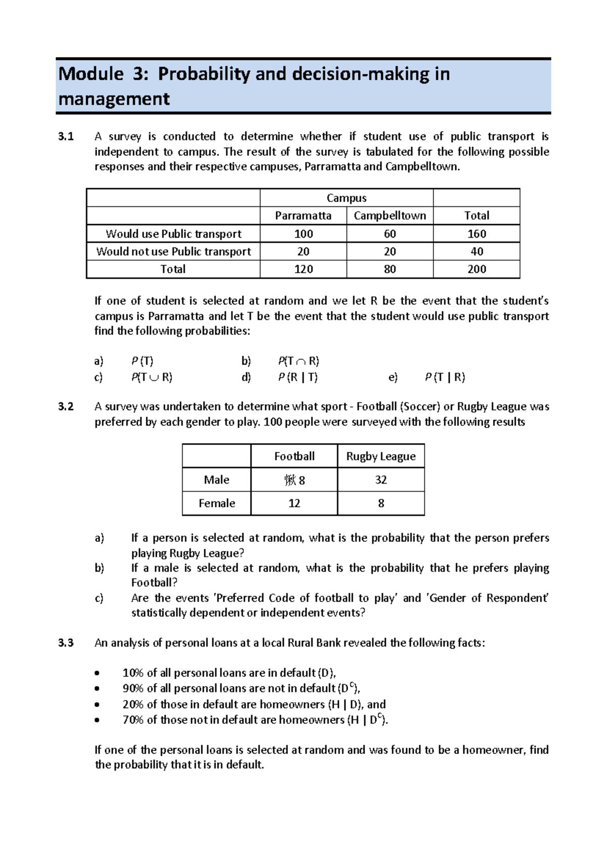 Module 3 Self-study questions and solutions - Module 3: Probability and ...