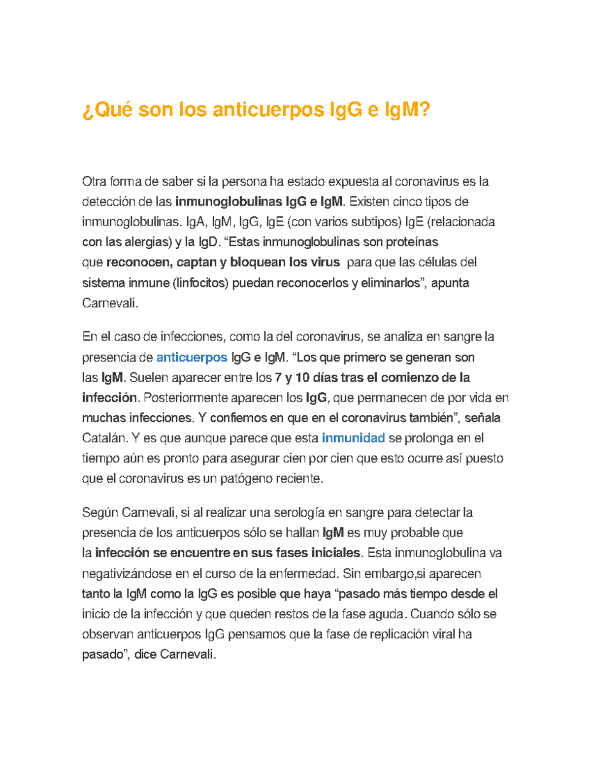 IGM E IGG - IGM IGG - ¿Qué son los anticuerpos IgG e IgM? Otra forma de saber si la persona ha ...