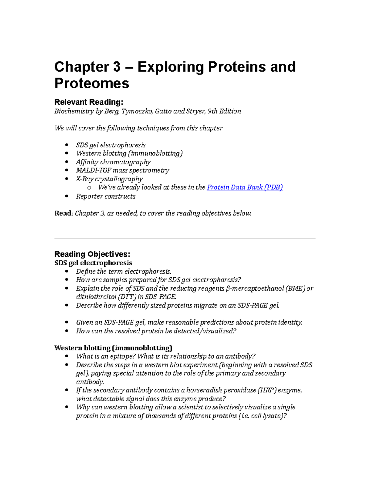 Chapter 3 – Exploring Proteins and Proteomes - Chapter 3 – Exploring ...