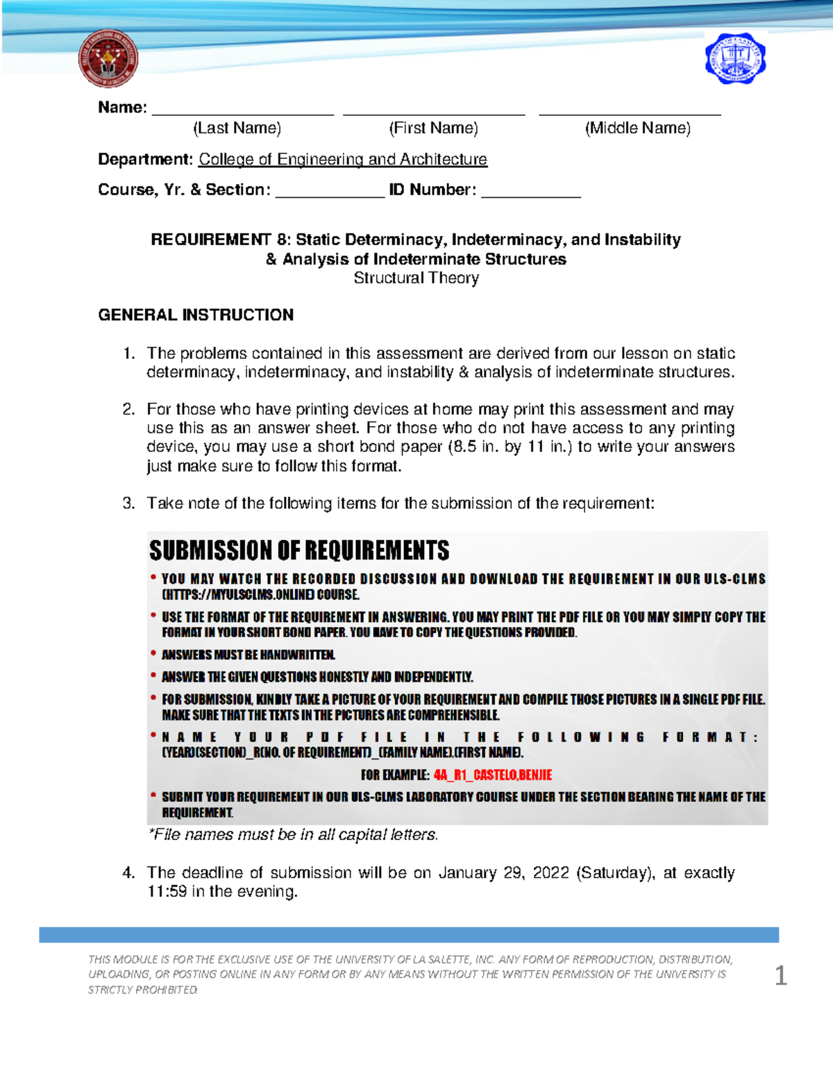 Requirement 8 Static Determinacy Indeterminacy and Instability - THIS ...