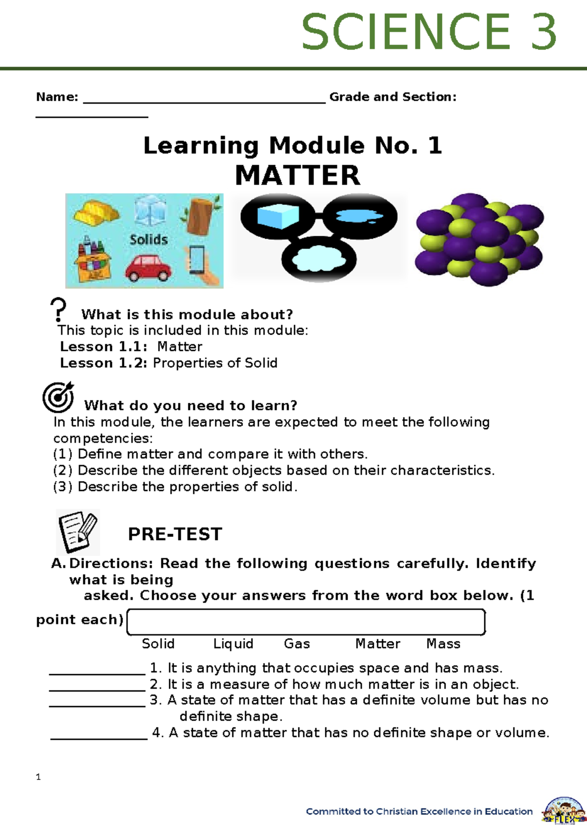 Science 3 Q1 Module 1 Final - S - SCIENCE 3 Name