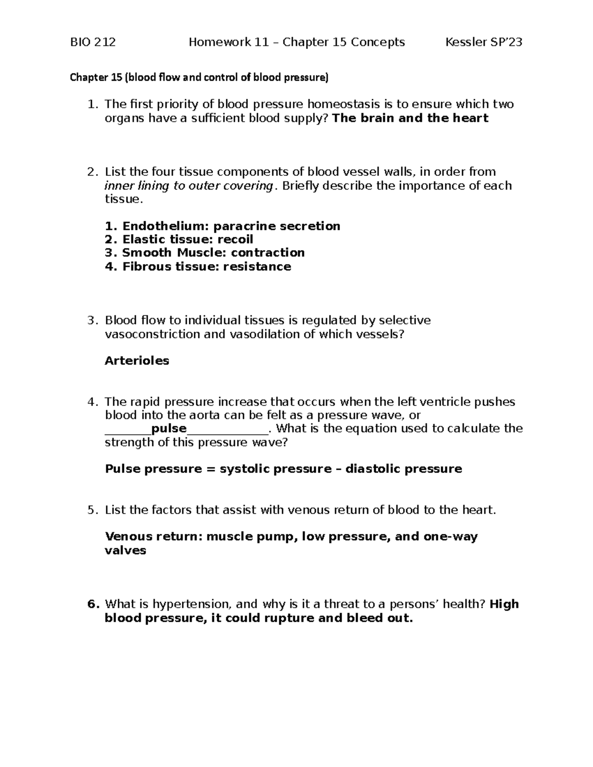 Homework 11 - BIO 212 Homework 11 – Chapter 15 Concepts Kessler SP ...