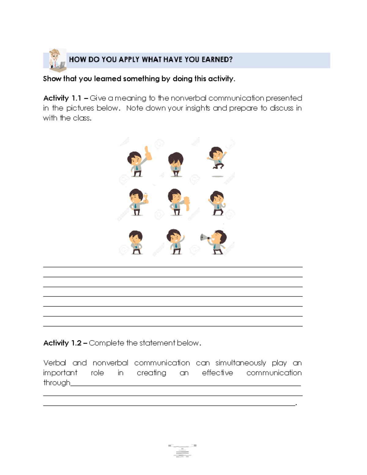 Show that you learned something by doing this activity - Activity 1 ...