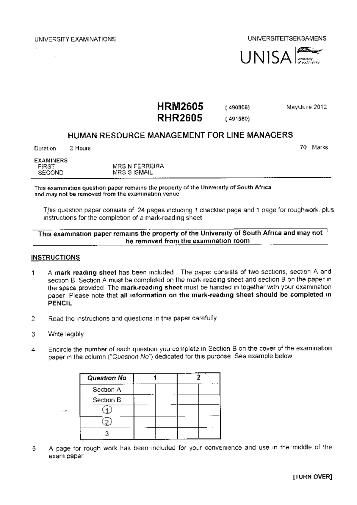 Exam 12 June 2012, answers - UNIVERSITY EXAMINATIONS ...