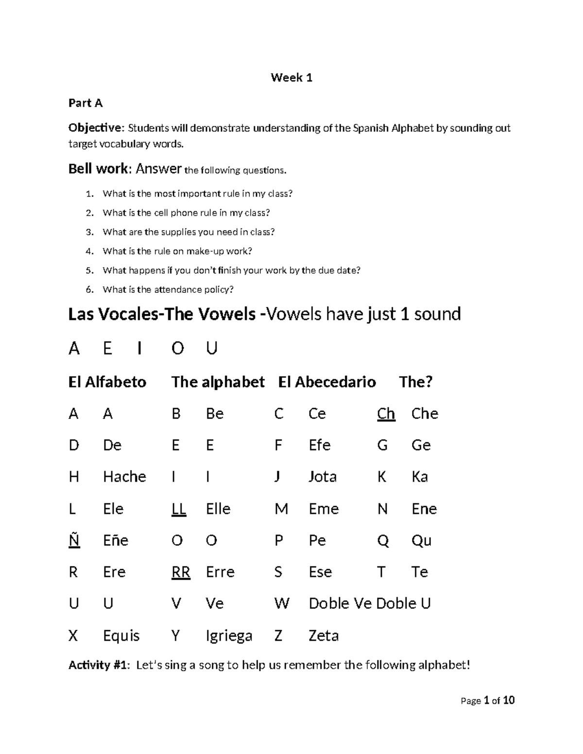 Week 1 - Week 1 Part A Objective: Students will demonstrate ...