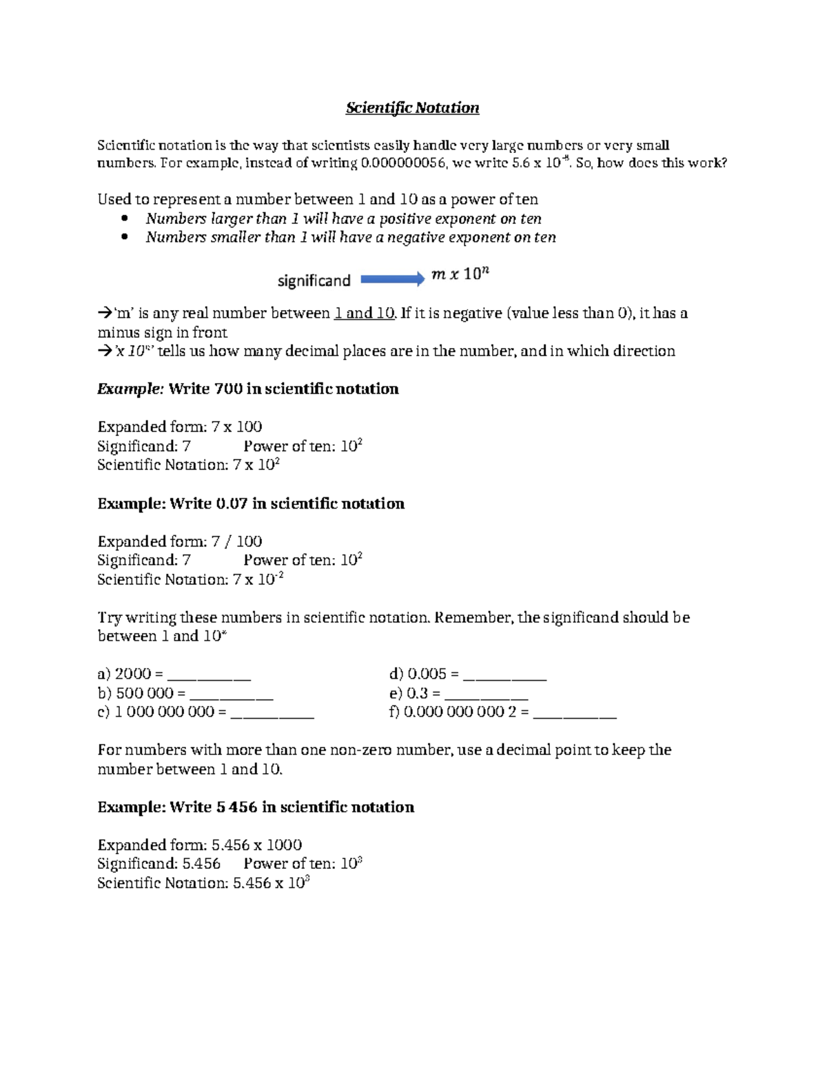 Scientific Notation - physics - Scientific Notation Scientific notation ...