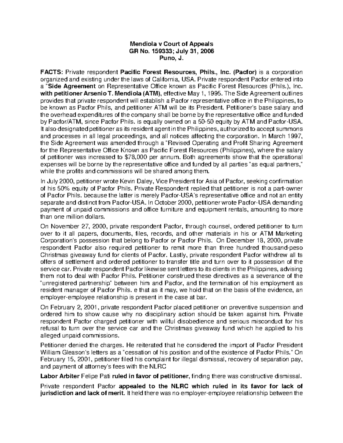 1 mendiola v ca - lecture - Mendiola v Court of Appeals GR No. 159333 ...
