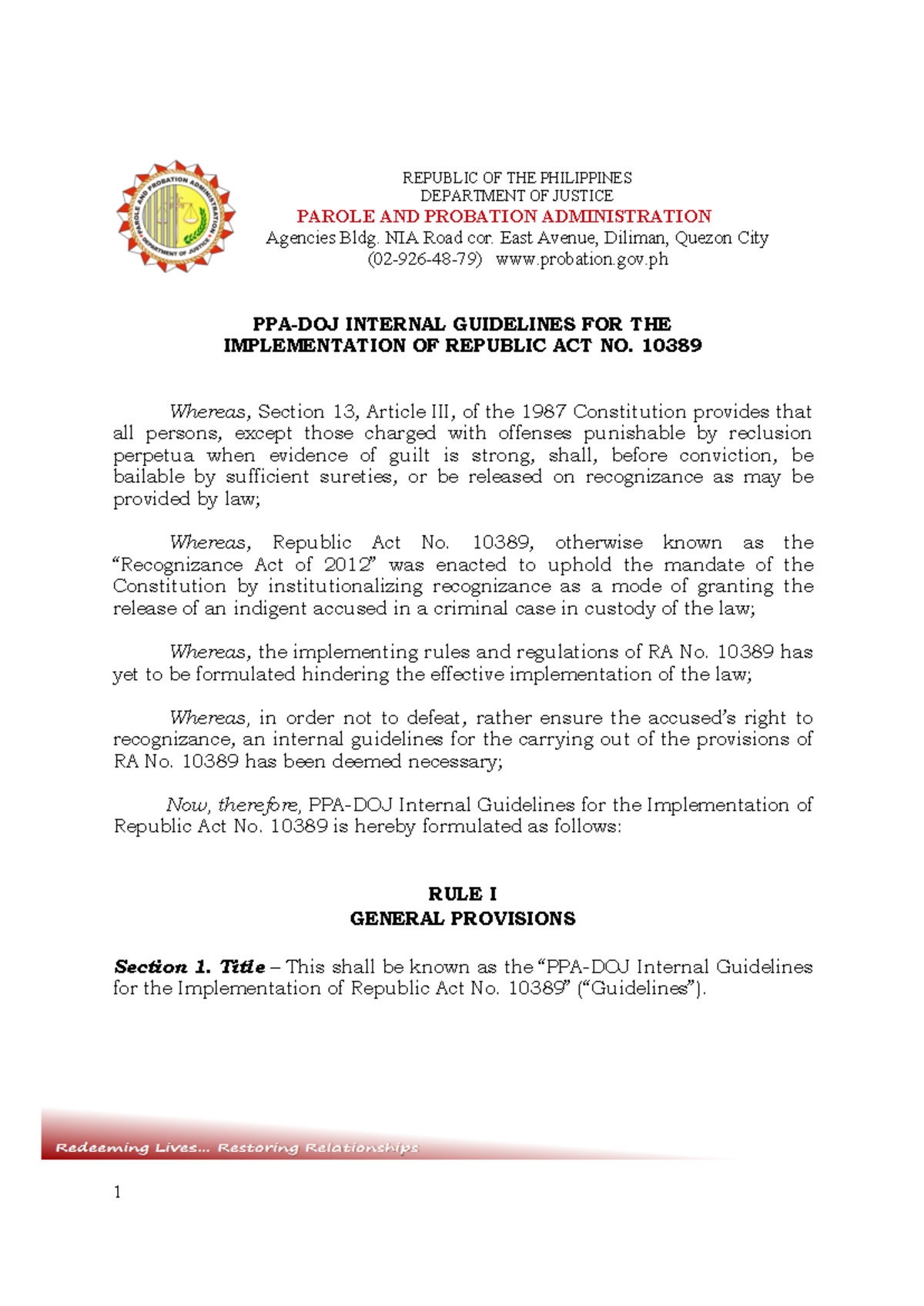 Implementing-Guidelines-ROR - REPUBLIC OF THE PHILIPPINES DEPARTMENT OF ...