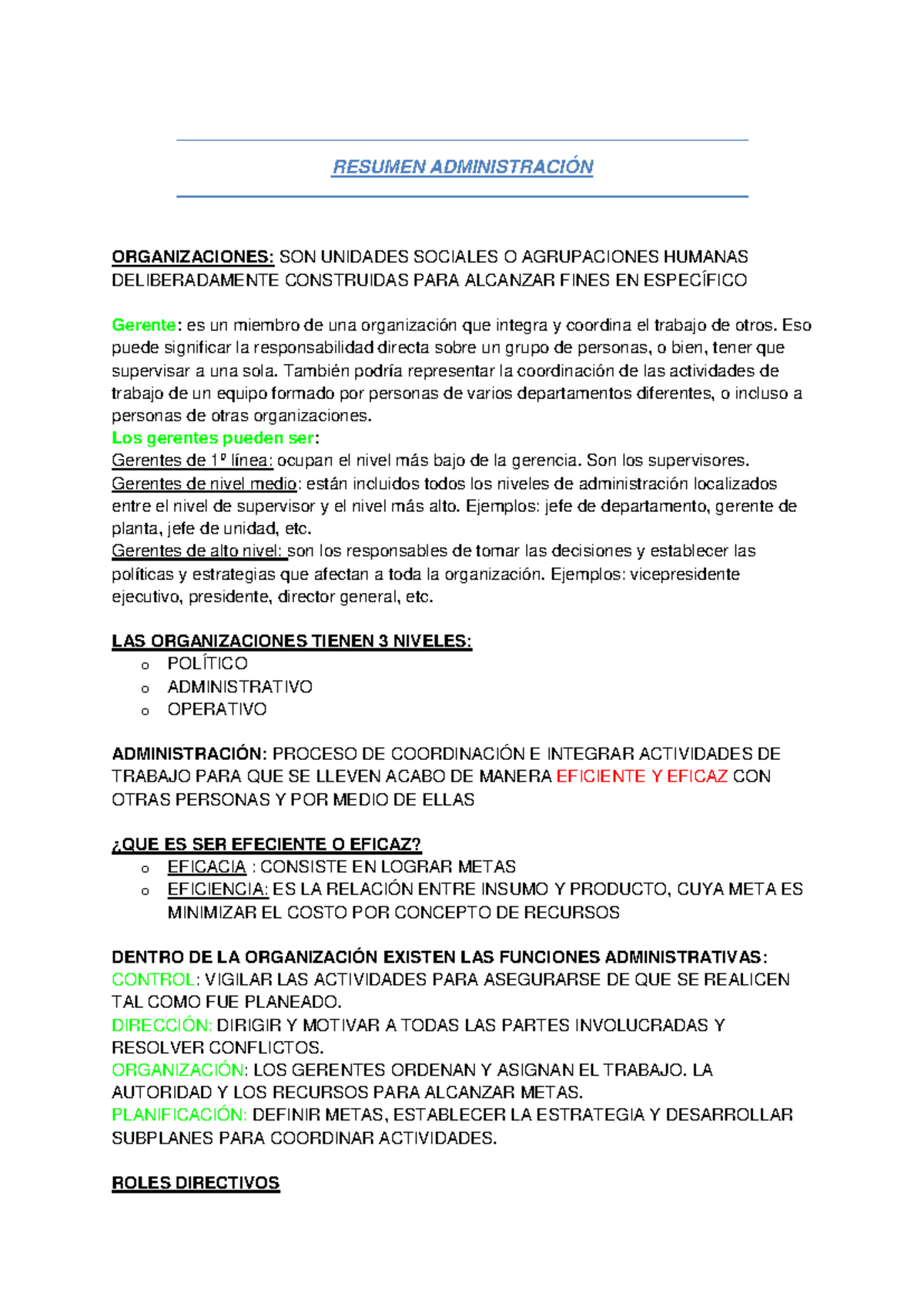 Resumen AdministracióN Unidad I-VII - RESUMEN ADMINISTRACIÓN ...