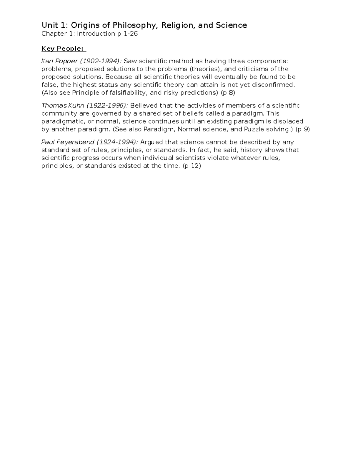 Psyc 375- Key People Unit 1: Origins of Philosophy, Religion, and ...