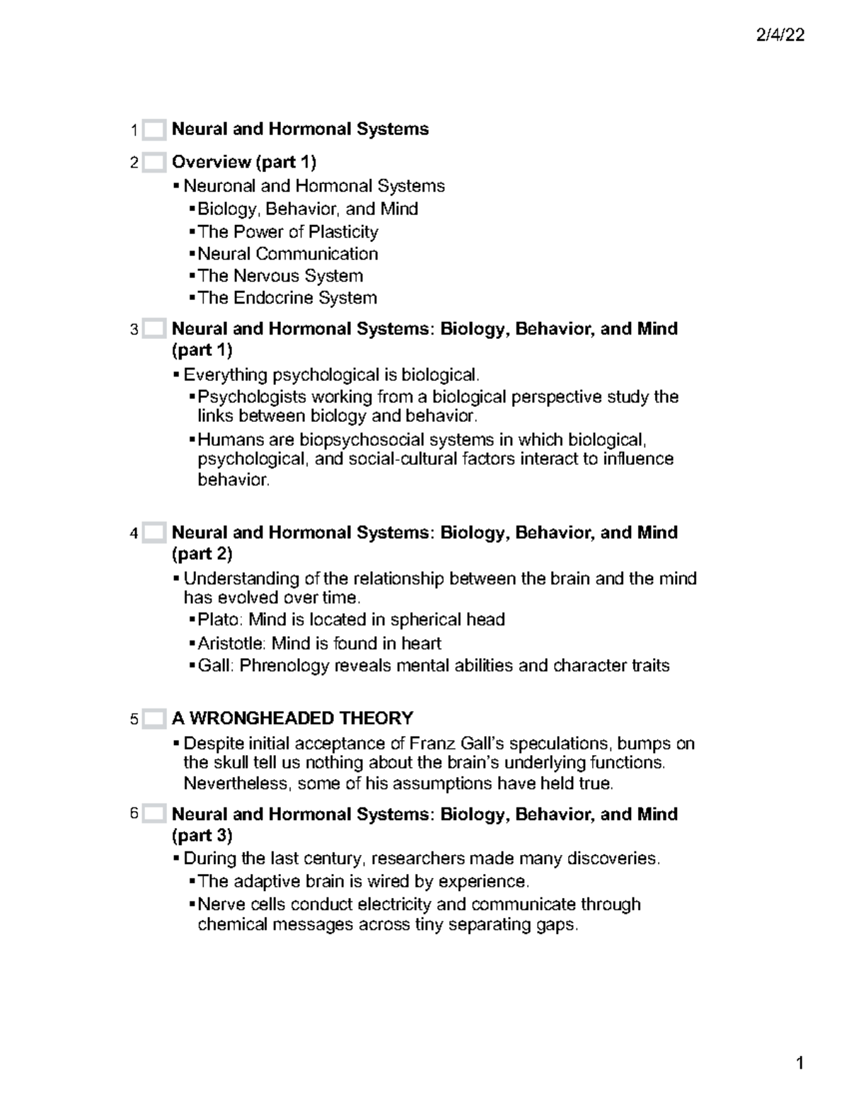Intro modules 4 5 6 combined - 2/4/ 1 Neural and Hormonal Systems ...