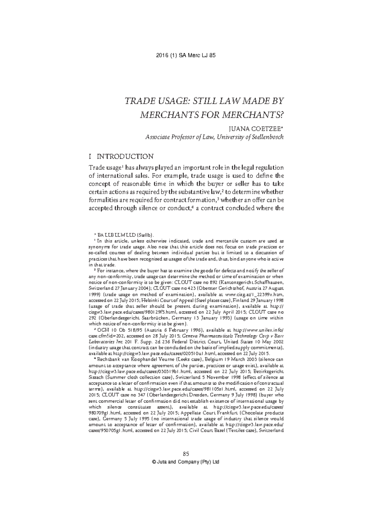 Coetzee trade case - TRADE USAGE: STILL LAW MADE BY MERCHANTS FOR ...