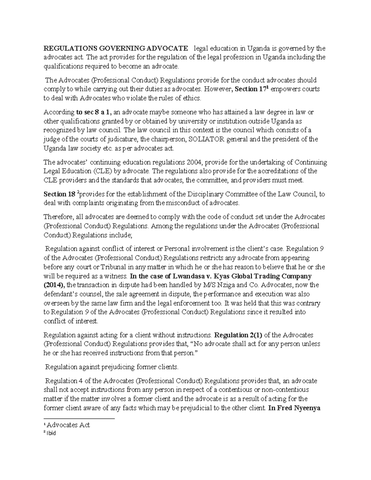 Group 9 Legal Methods 122018-1 - REGULATIONS GOVERNING ADVOCATE legal ...