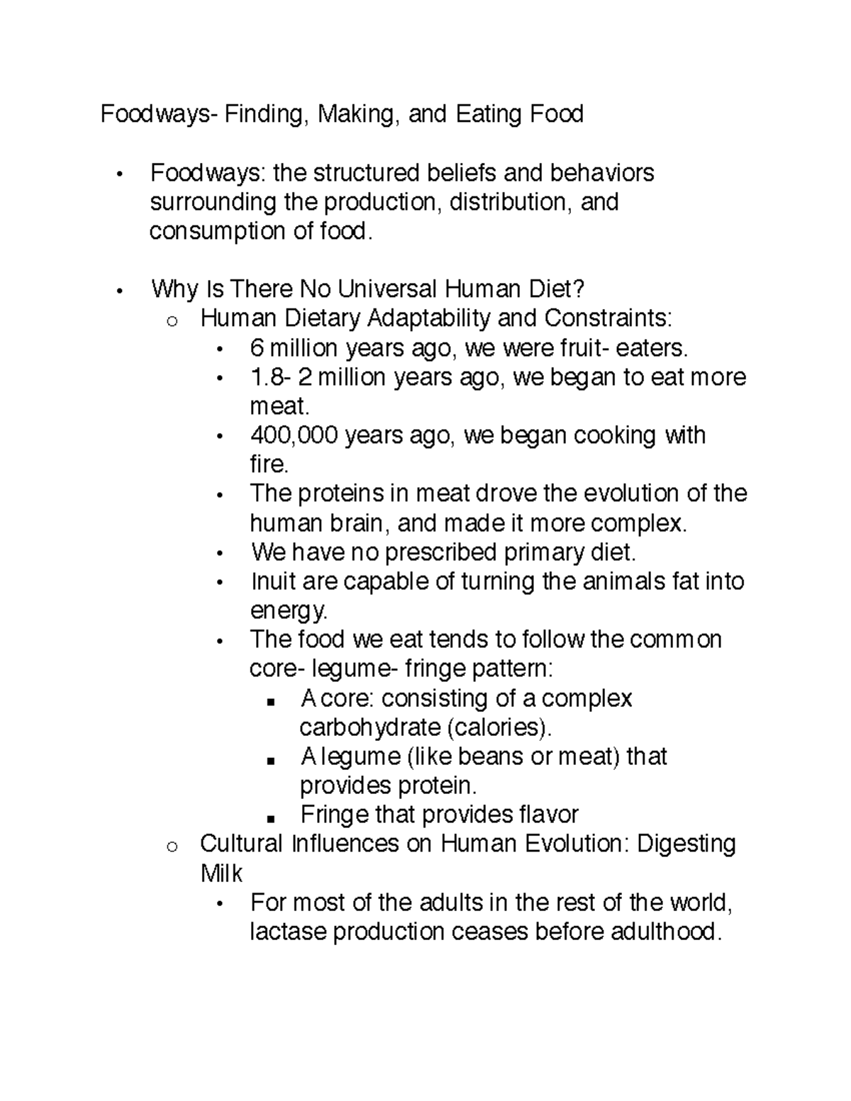 Chapter 7 Notes - Summary Cultural Anthropology - Foodways- Finding ...
