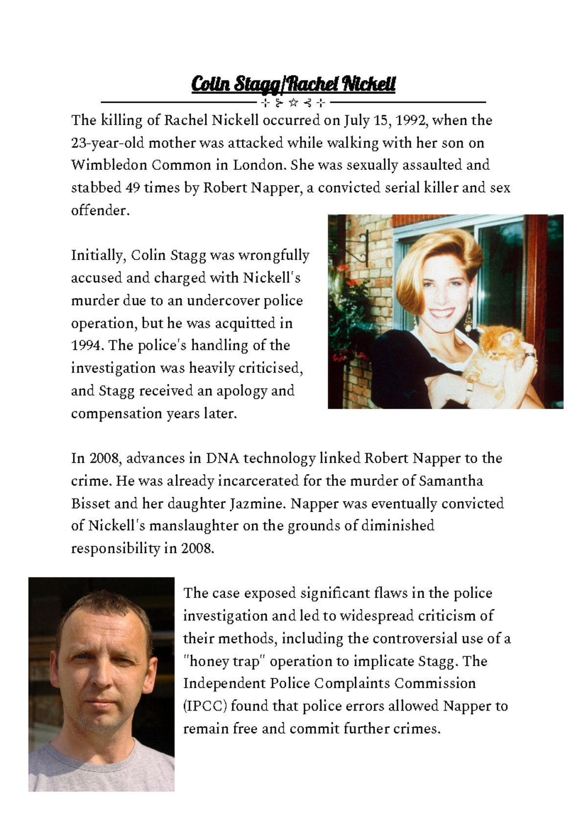 Colin Stagg Rachel Nickell - Colin Stagg/Rachel Nickell ...