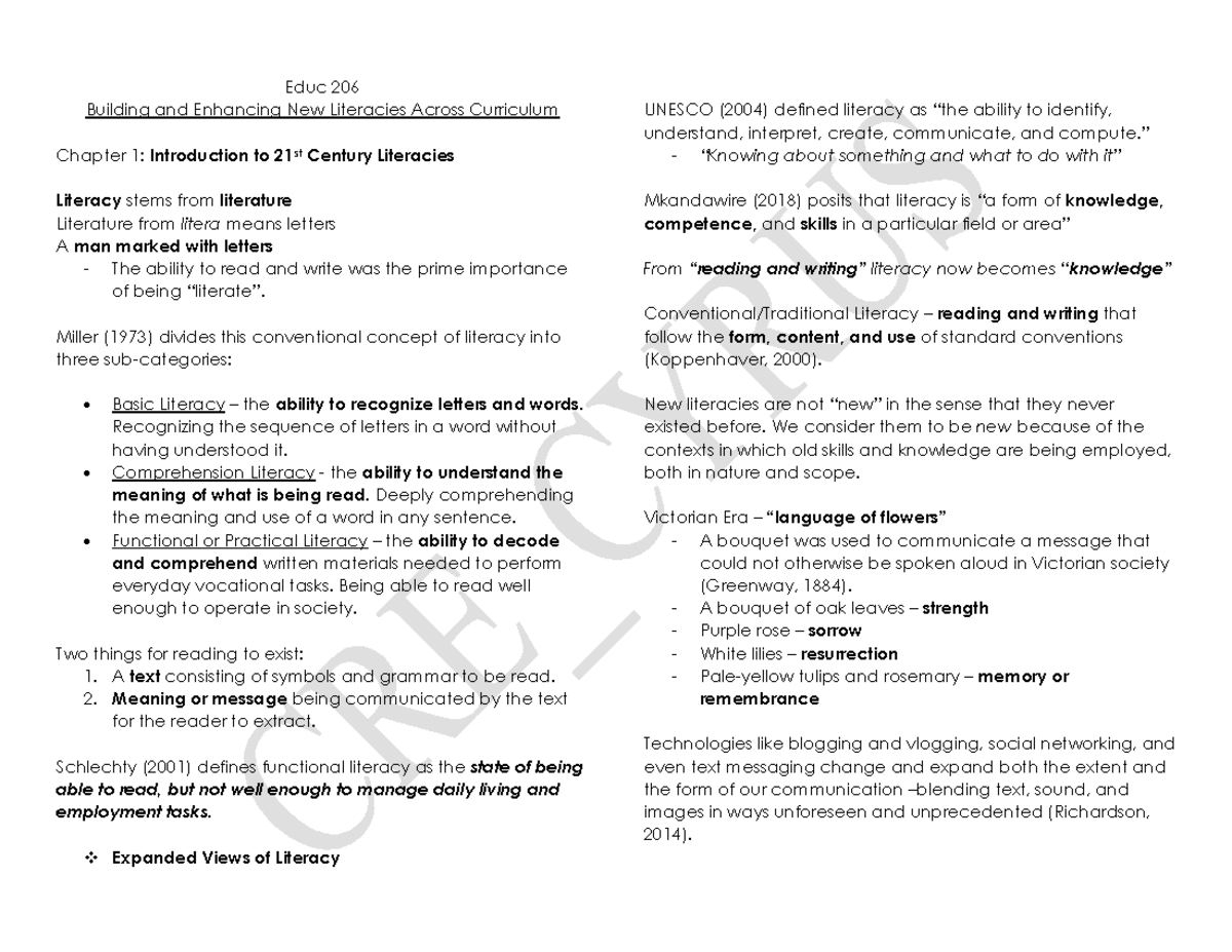 Educ 206 Midterm Notes - k;jhoulf - Educ 206 Building and Enhancing New ...