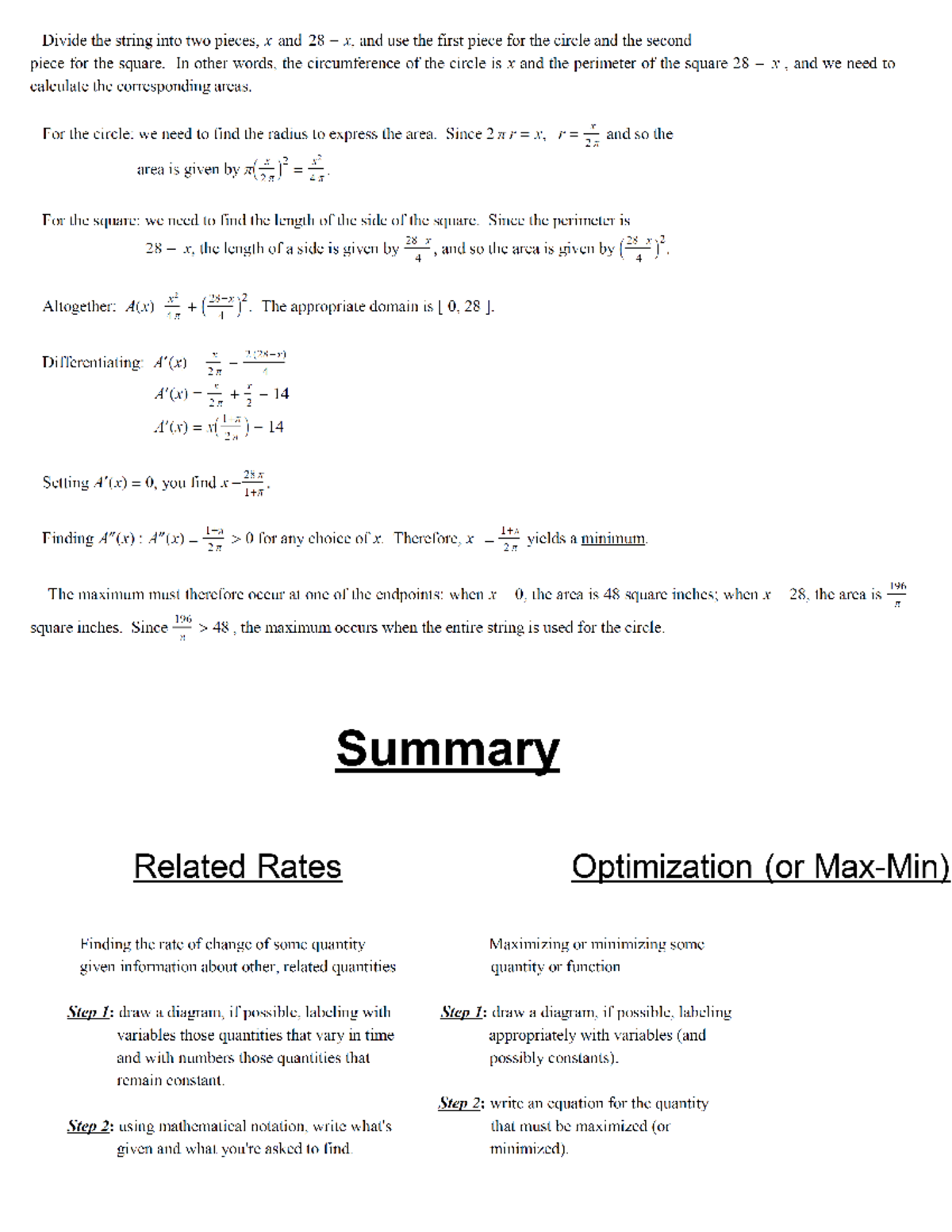 Optimization 3 - Calculus with Geometry - MATH 150 - Studocu