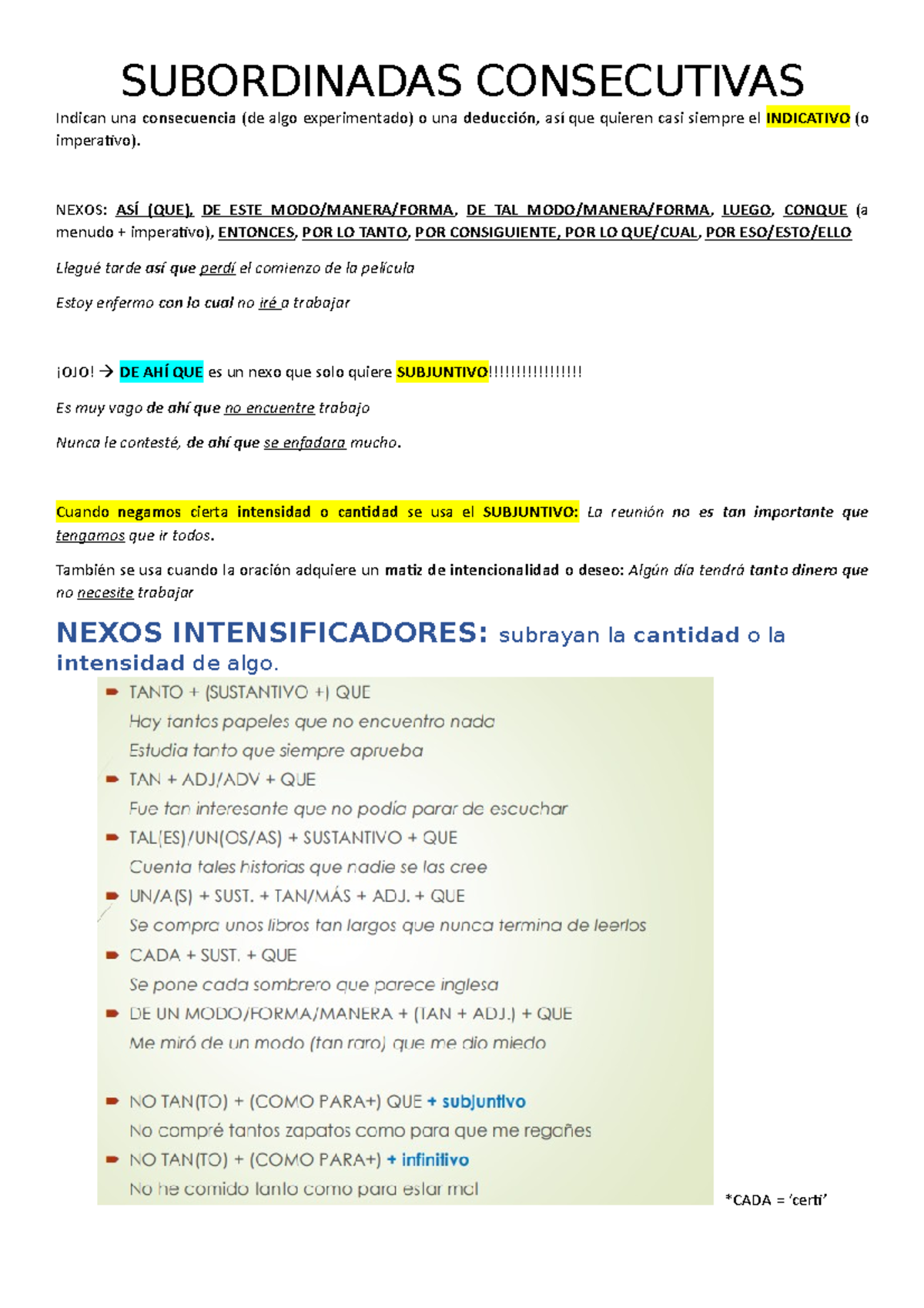 Subordinadas Appunti di grammatica con esempi - SUBORDINADAS ...