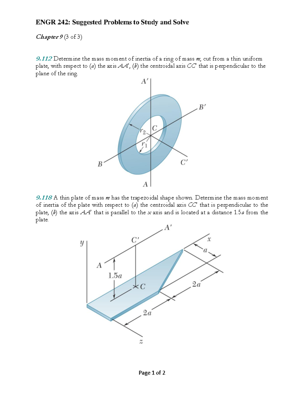 Suggested Problems Ch9 3 of 3 - ENGR 242: Suggested Problems to Study ...