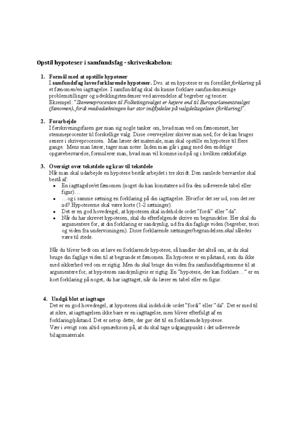 Hypoteser - Nøglen til en god hypotese - Opstil hypoteser i samfundsfag ...