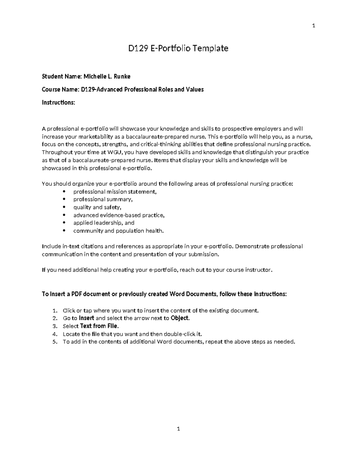 D129 Advanced Professional Role and Value Task 2 - D129 E-Portfolio ...