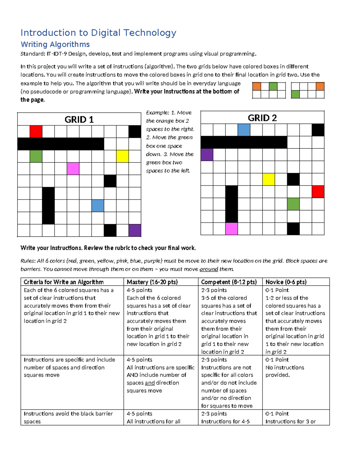 Write an Algorithm - Introduction to Digital Technology Writing ...