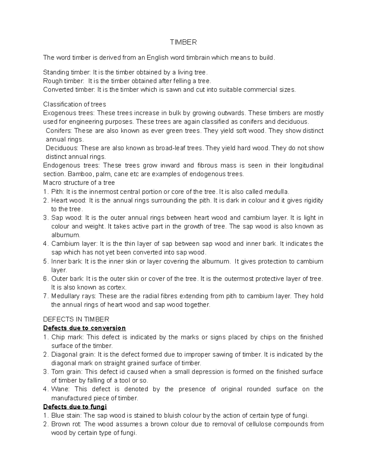 Notes - Assignment - TIMBER The word timber is derived from an English ...