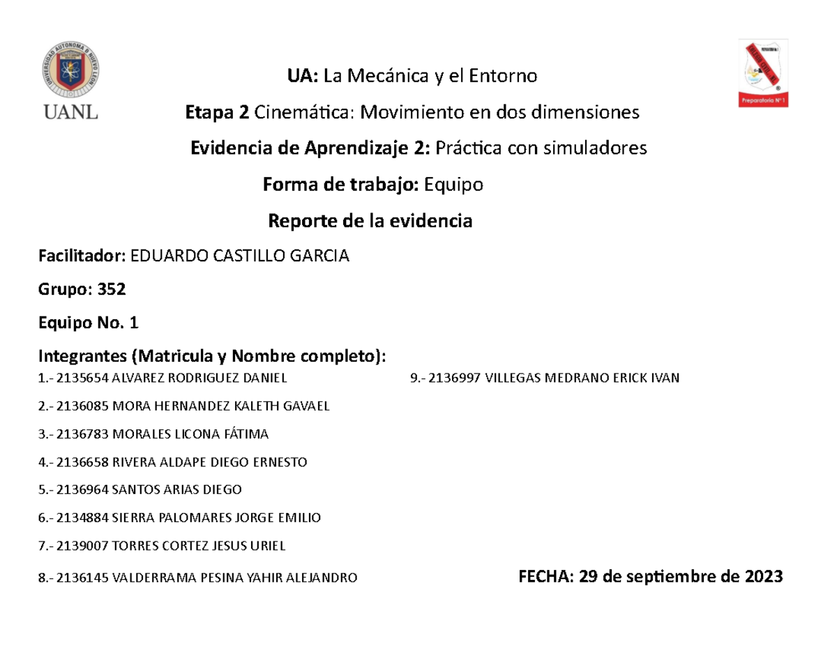 Equipo 1 EV E2 LME - kmm{p - UA: La Mecánica y el Entorno Etapa 2 ...