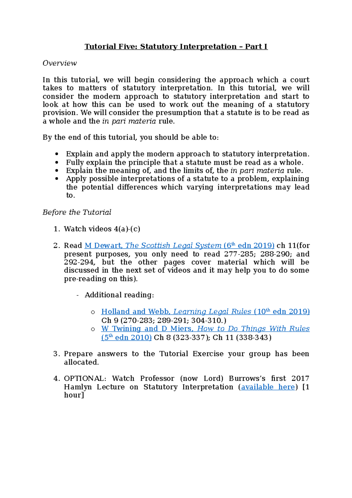 Tutorial 5 - Questions with instructions given by lecturer on what to ...