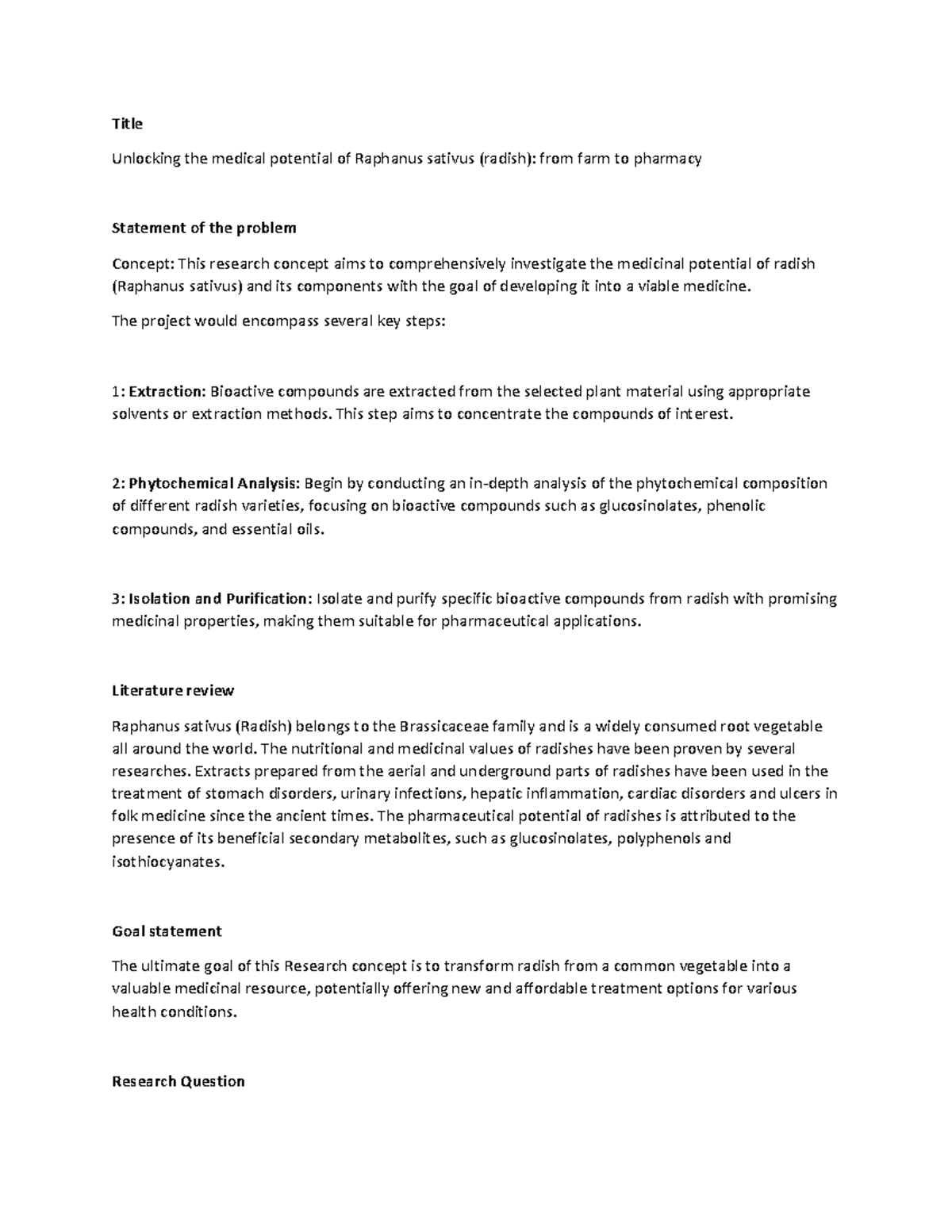 Research-concept - A concept paper example - Title Unlocking the ...