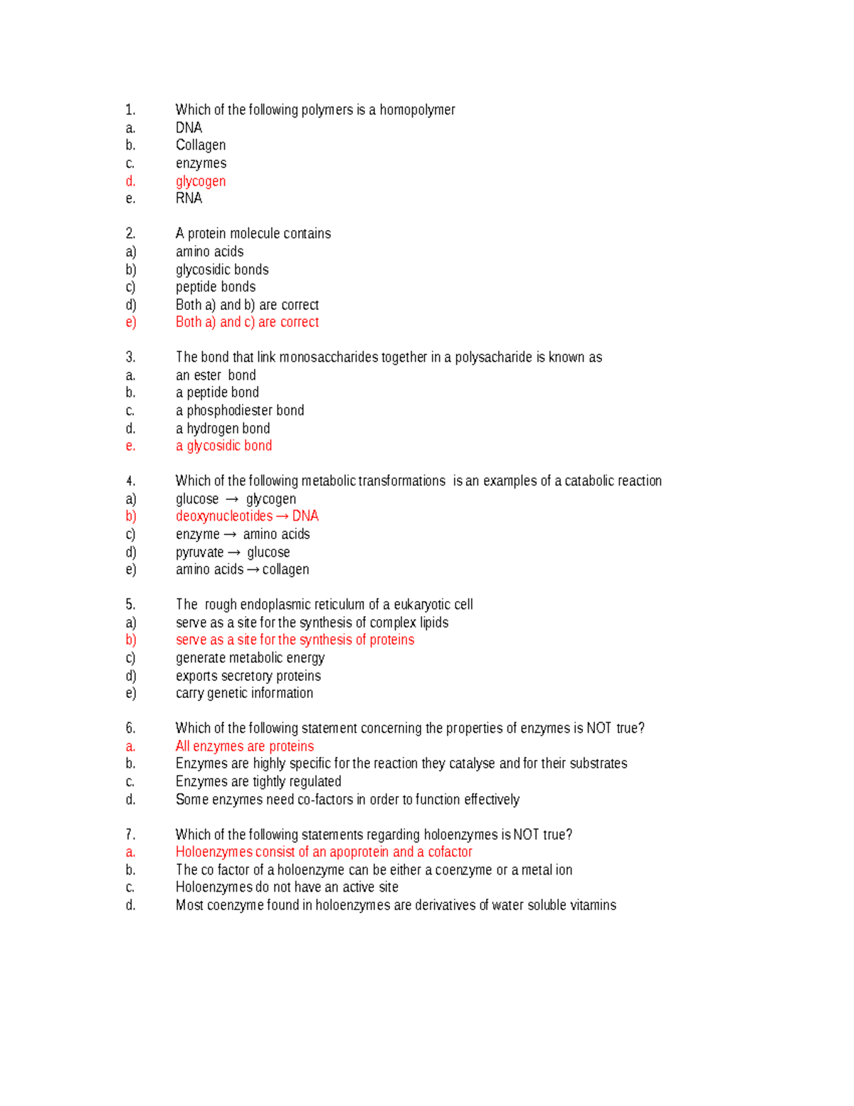 Test bank metabolism - test bank - Which of the following polymers is a ...