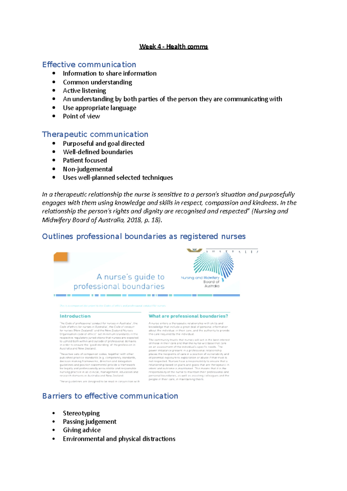 Week 4- health comms - Week 4 - Health comms Effective communication ...