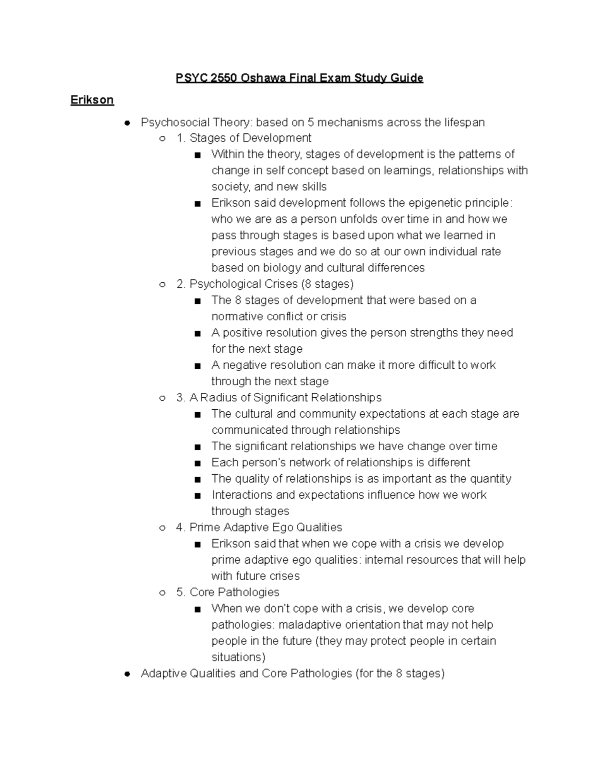 PSYC2550 Exam Study Guide - PSYC 2550 Oshawa Final Exam Study Guide ...