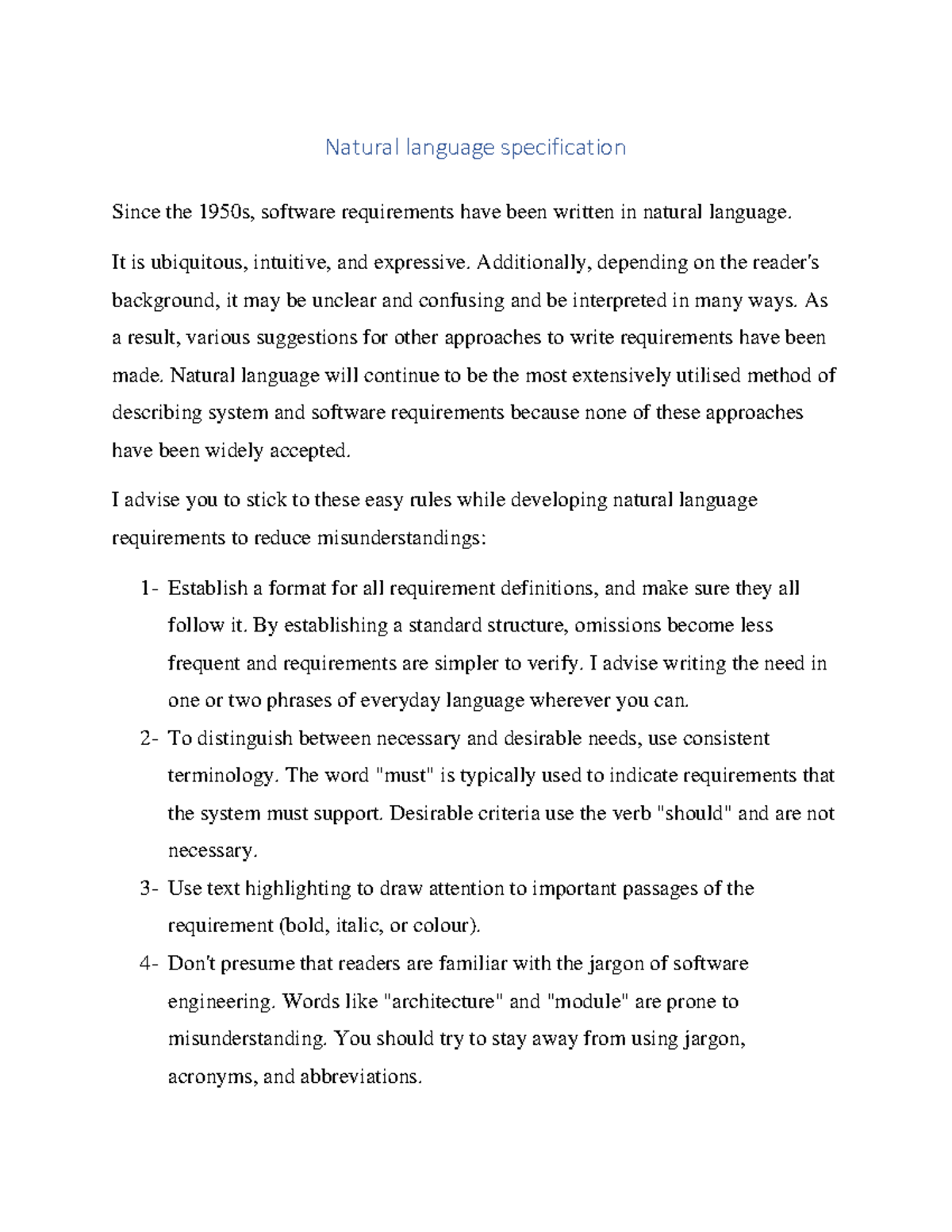 Natural language specification - It is ubiquitous, intuitive, and ...