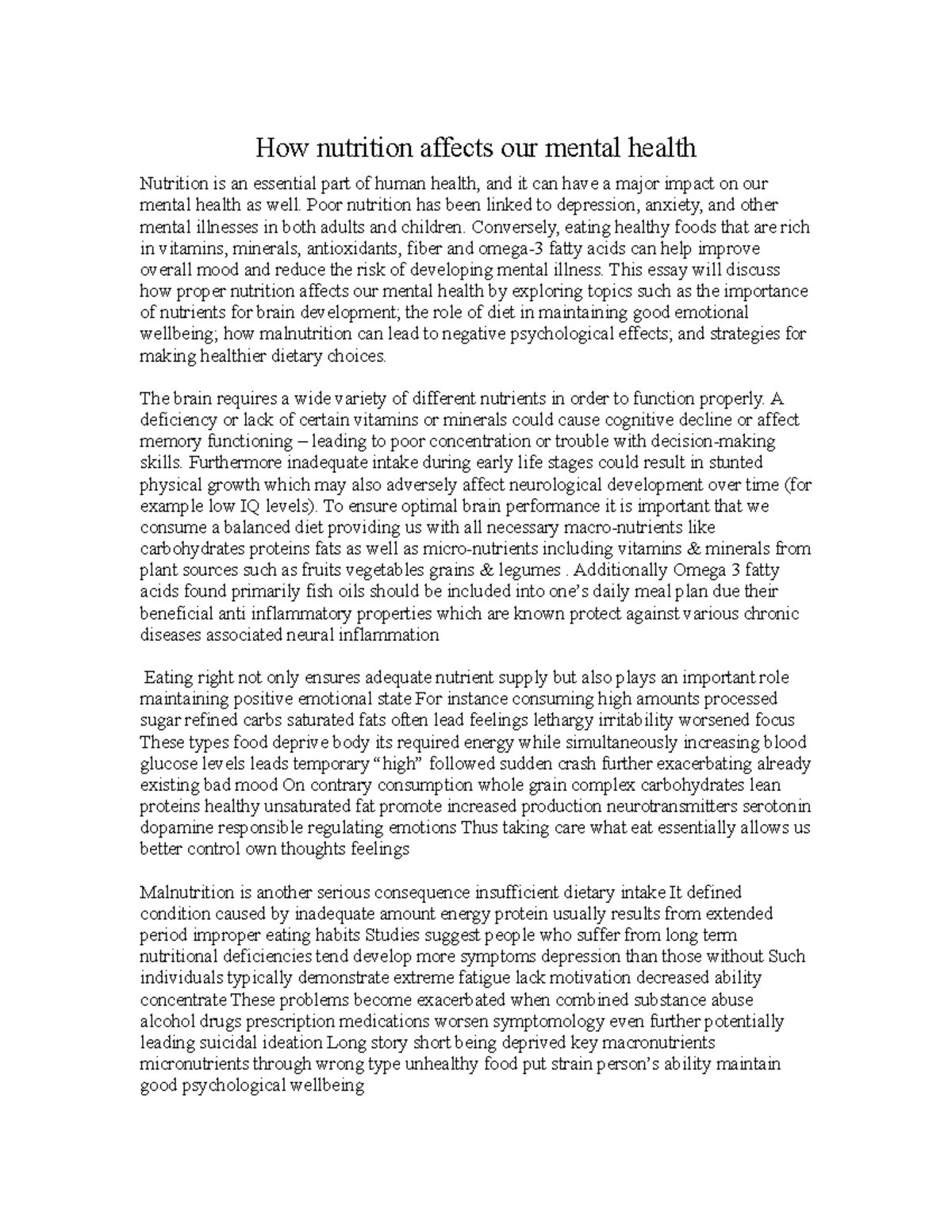 Fundamentals of nutrition - How nutrition affects our mental health ...