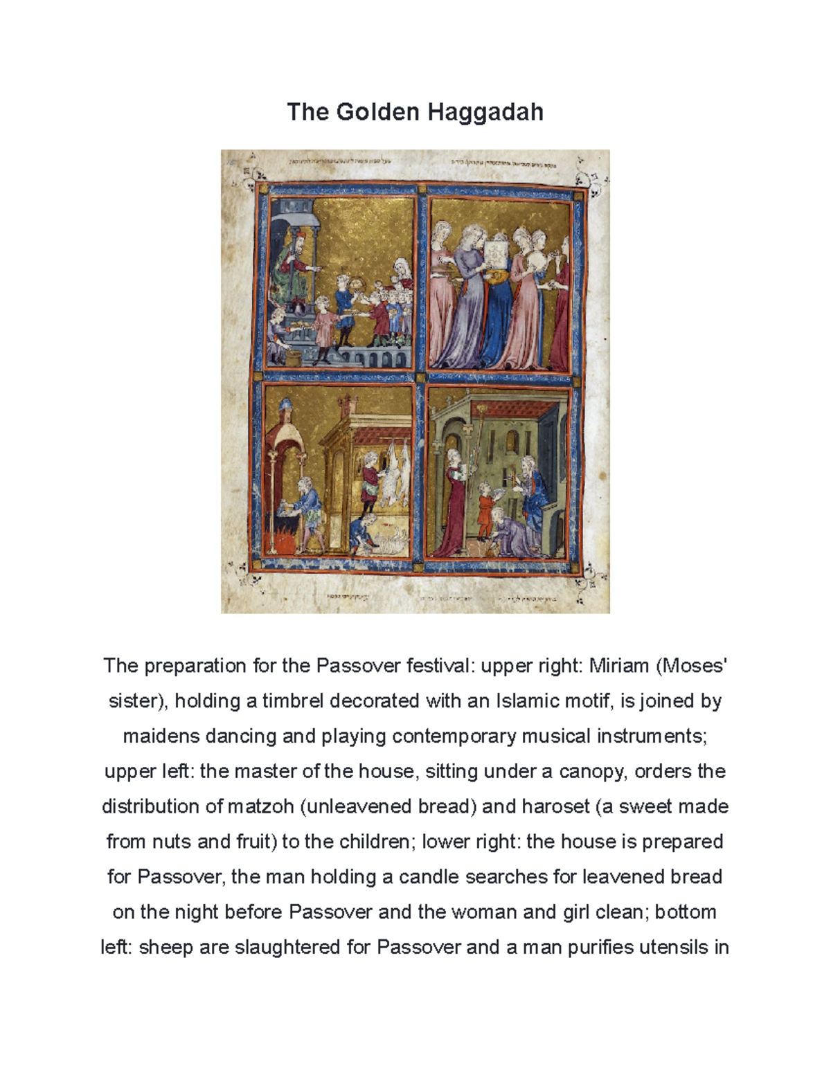 The Golden Haggadah - From the Golden Haggadah, c. 1320, northern Spain ...