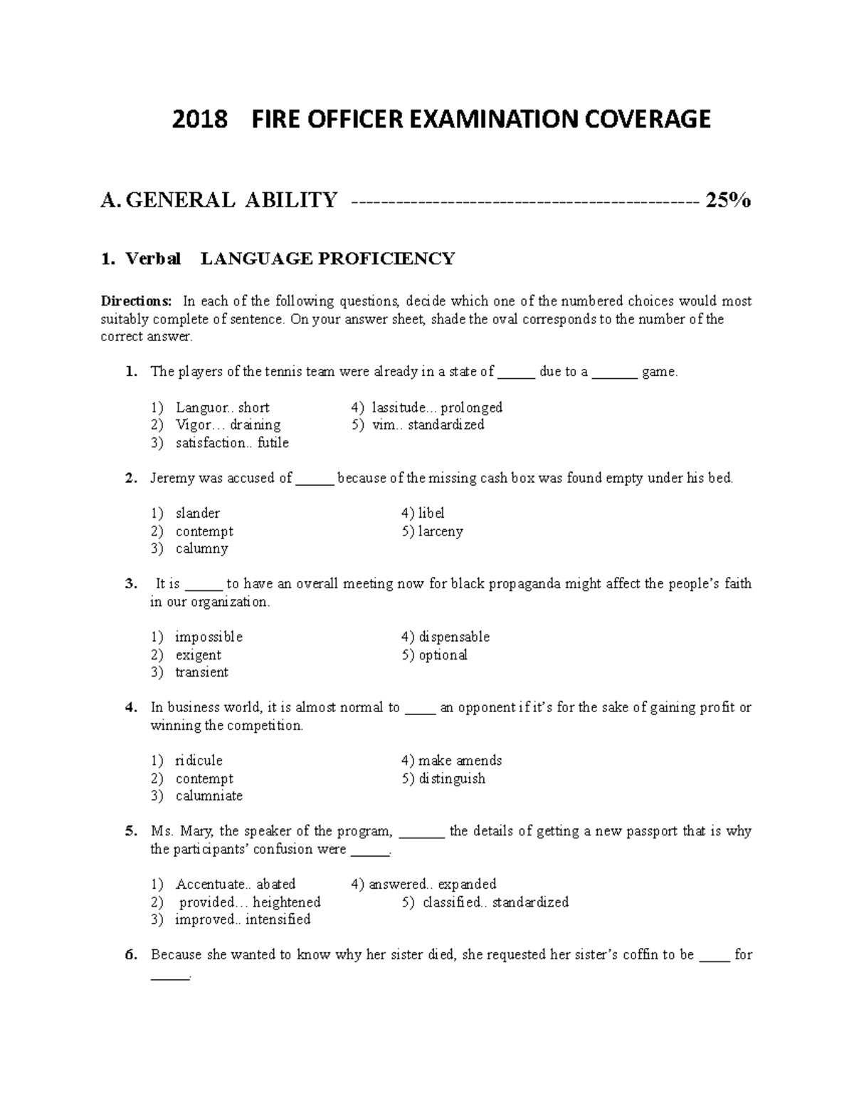 FIre Officer Examination Reviewer - 2018 FIRE OFFICER EXAMINATION ...