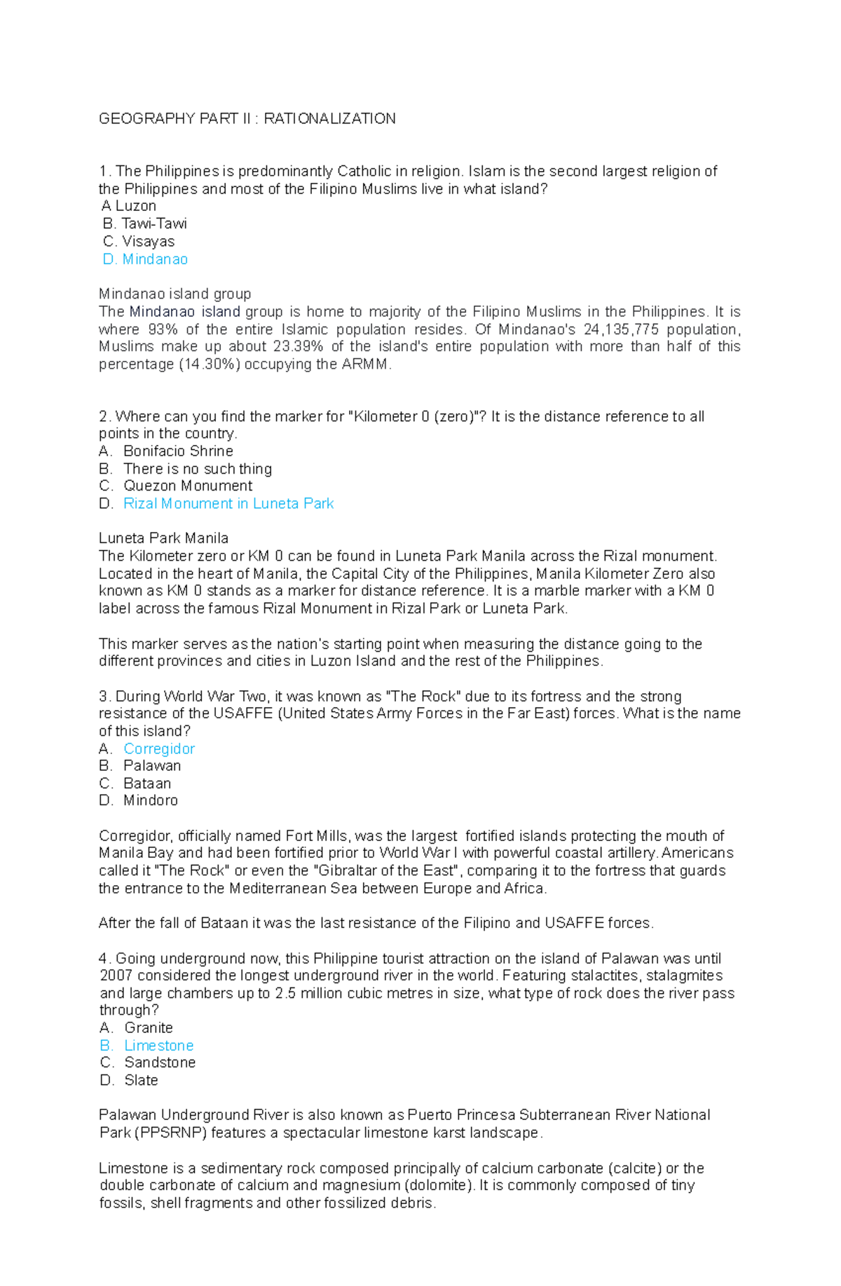 Geography II Rationalization - GEOGRAPHY PART II : RATIONALIZATION The ...