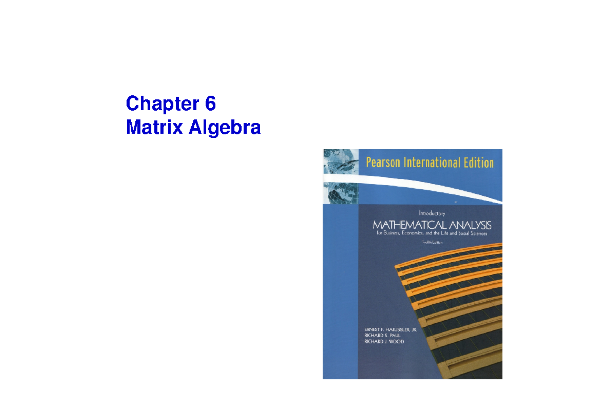 BBA114 Chapter 06 [Compatibility Mode] - Chapter 6 Chapter 6 Matrix ...