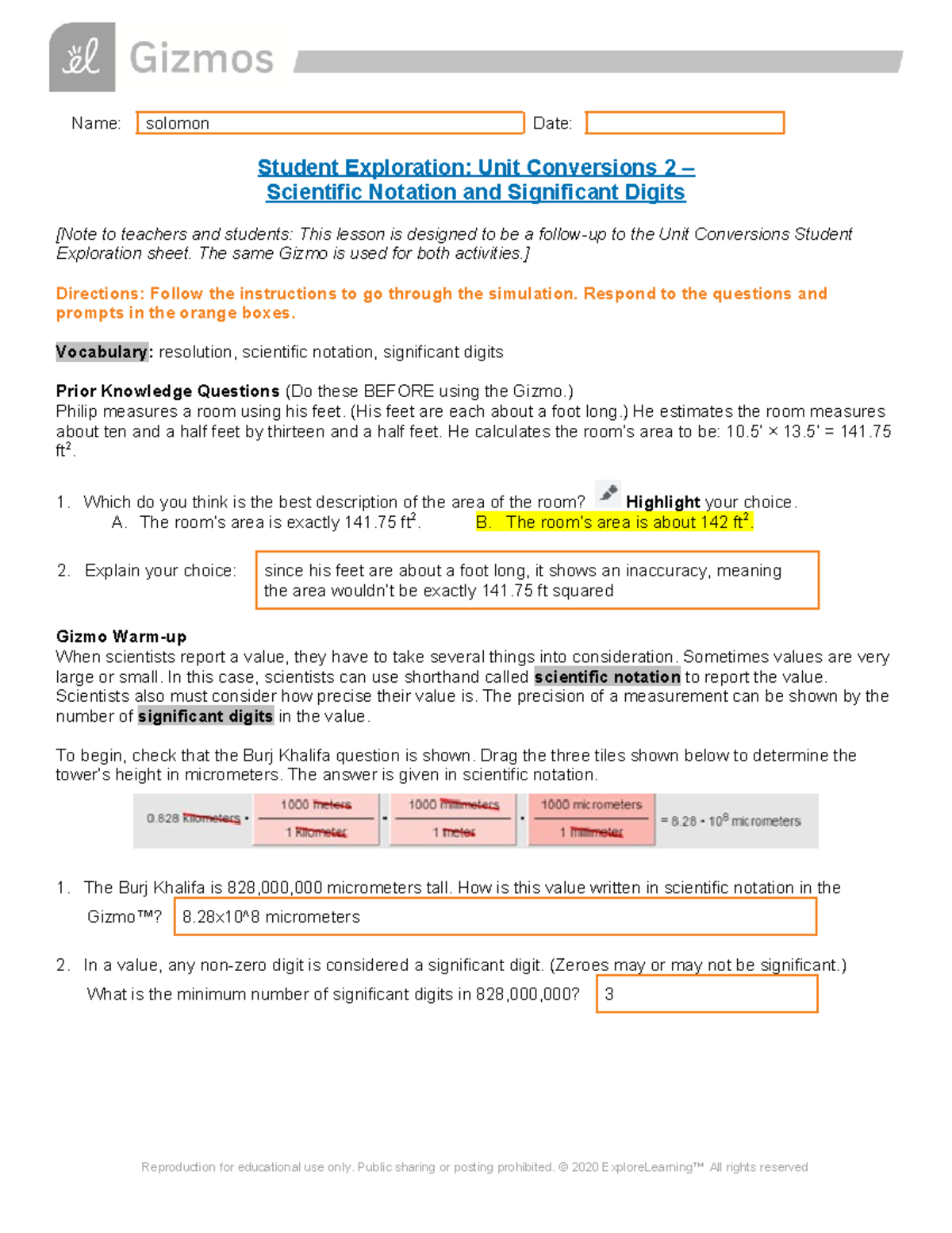 Solomon Araya - Unit Conversions 2 - Name: solomon Date: Student ...