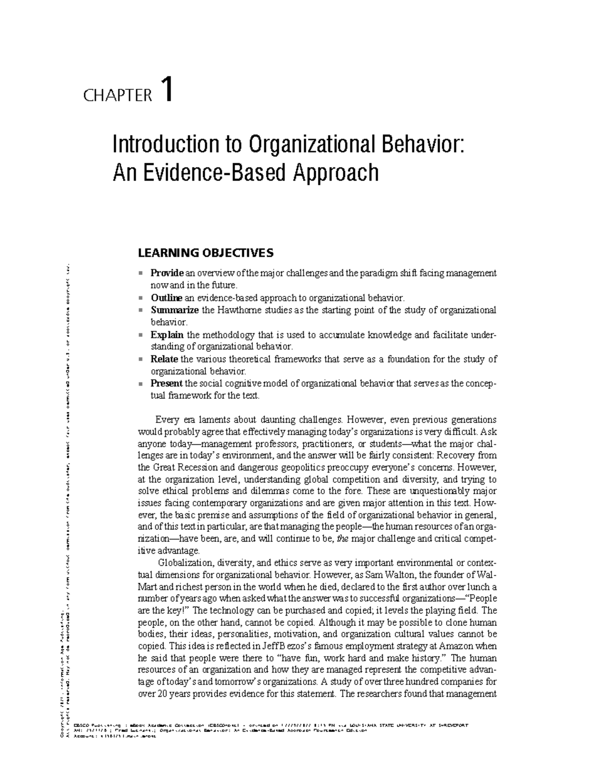 Fred Luthans 2021 Chapter 1 - IAP PROOFS© 2021 LEARNING OBJECTIVES Provide an overview of the ...