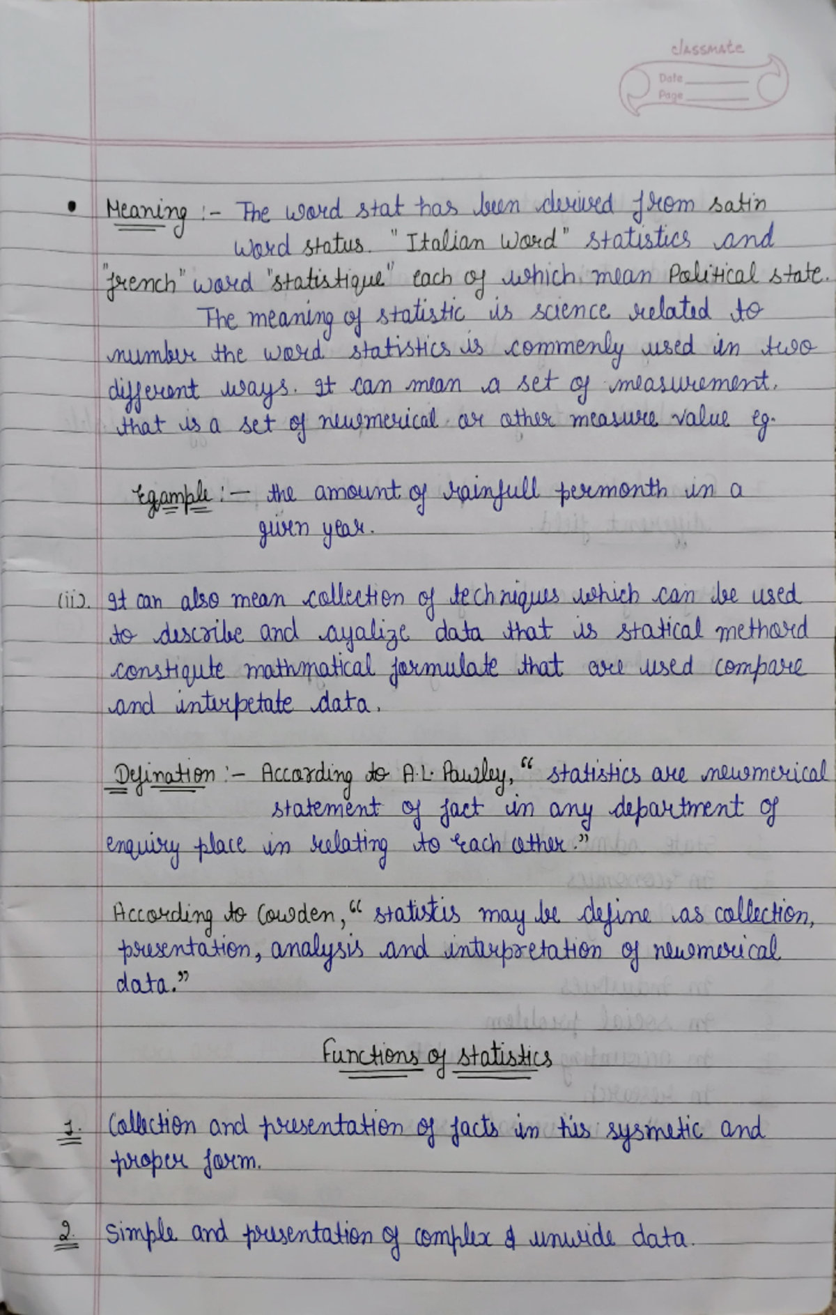 State unit 1 - Documentary - classmate Date Page Meaning The word stat ...