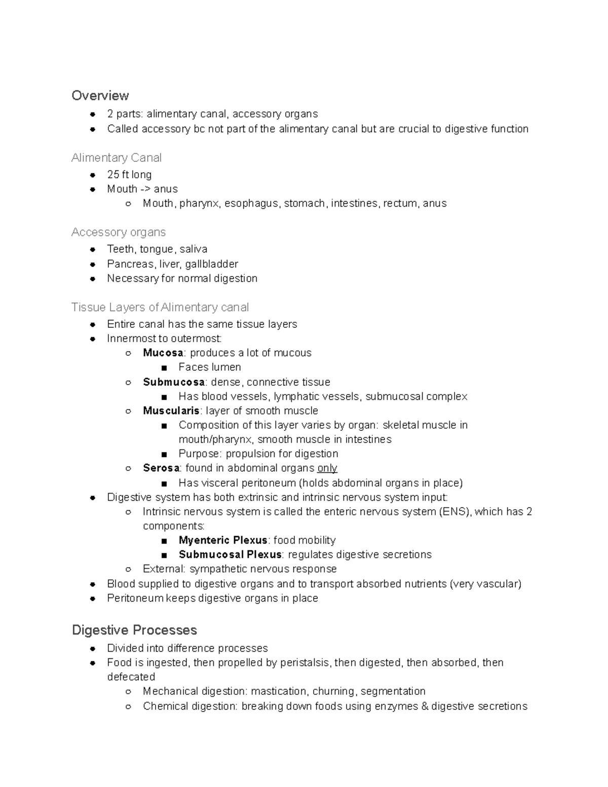 Module 10 Digestive - Overview 2 parts: alimentary canal, accessory ...